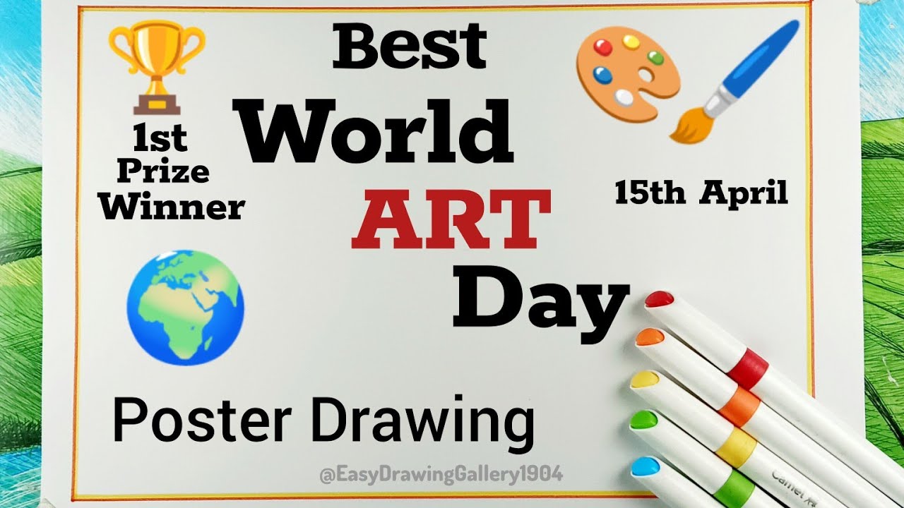 World Art Day Poster Drawing| How to draw World Art Day| Art Day ...