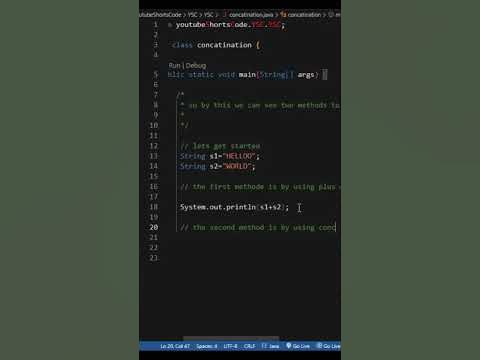 Concatinate " STRINGS " using two way | #java #programmer #shorts - YouTube