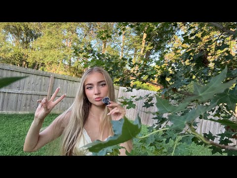 ASMR With a Tiny Mic Outside- Mouth Sounds, (wet and dry) Tapping, Scratching