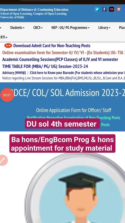 DU sol 4th semester study material appointment starts l how to take appointment du sol - YouTube