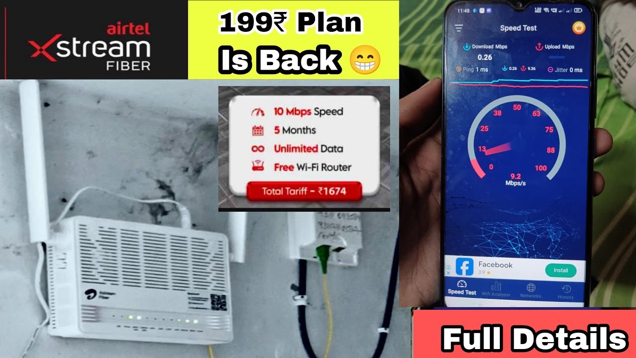 Airtel xstream fiber 10 mbps plan full review And speed test | Airtel ...