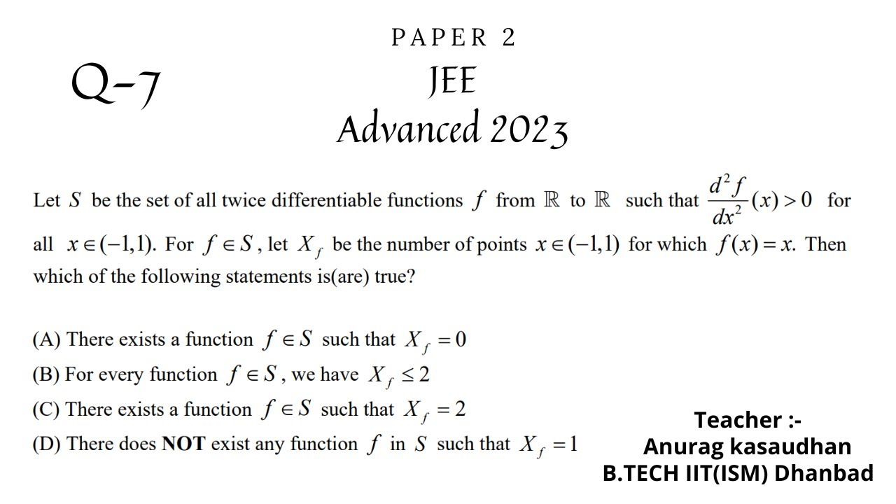 JEE Advanced 2023 Math Paper 2 (Q 7) solution | IIT JEE Maths | # ...