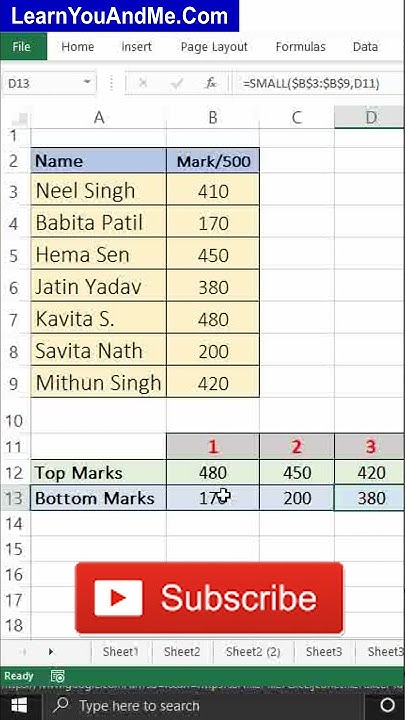 Small function in Excel | Large function in Excel | find second largest number in Excel # ...