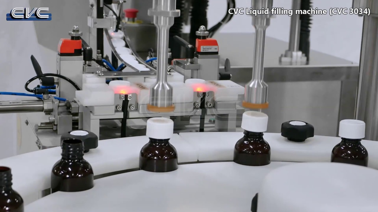CVC Liquid filling machine 灌裝連線 - YouTube