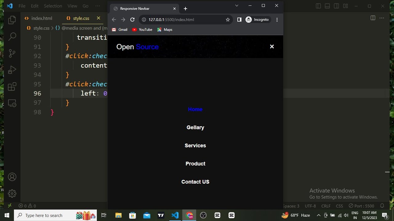 How To Create Responsive Navigation Bar Using Html And Css Youtube