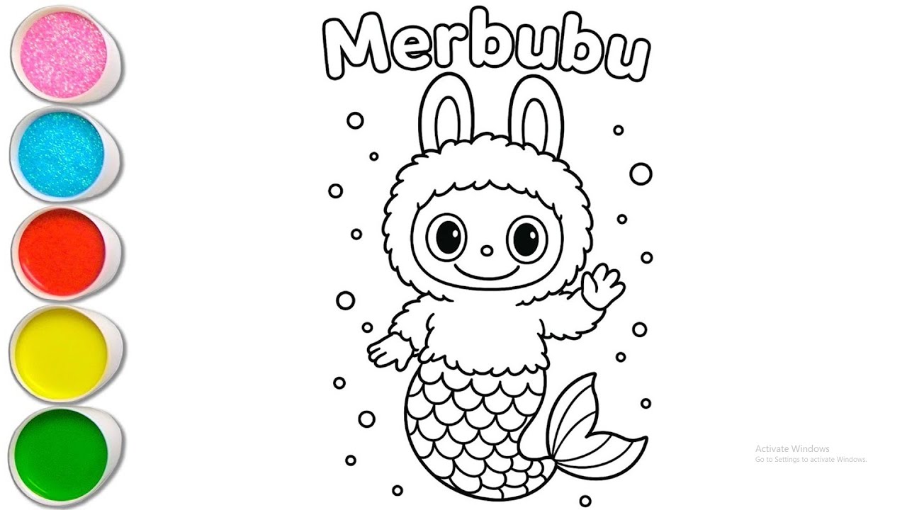 Mermaid Labubu Doll Drawing for kids, Painting & Coloring for kids ...