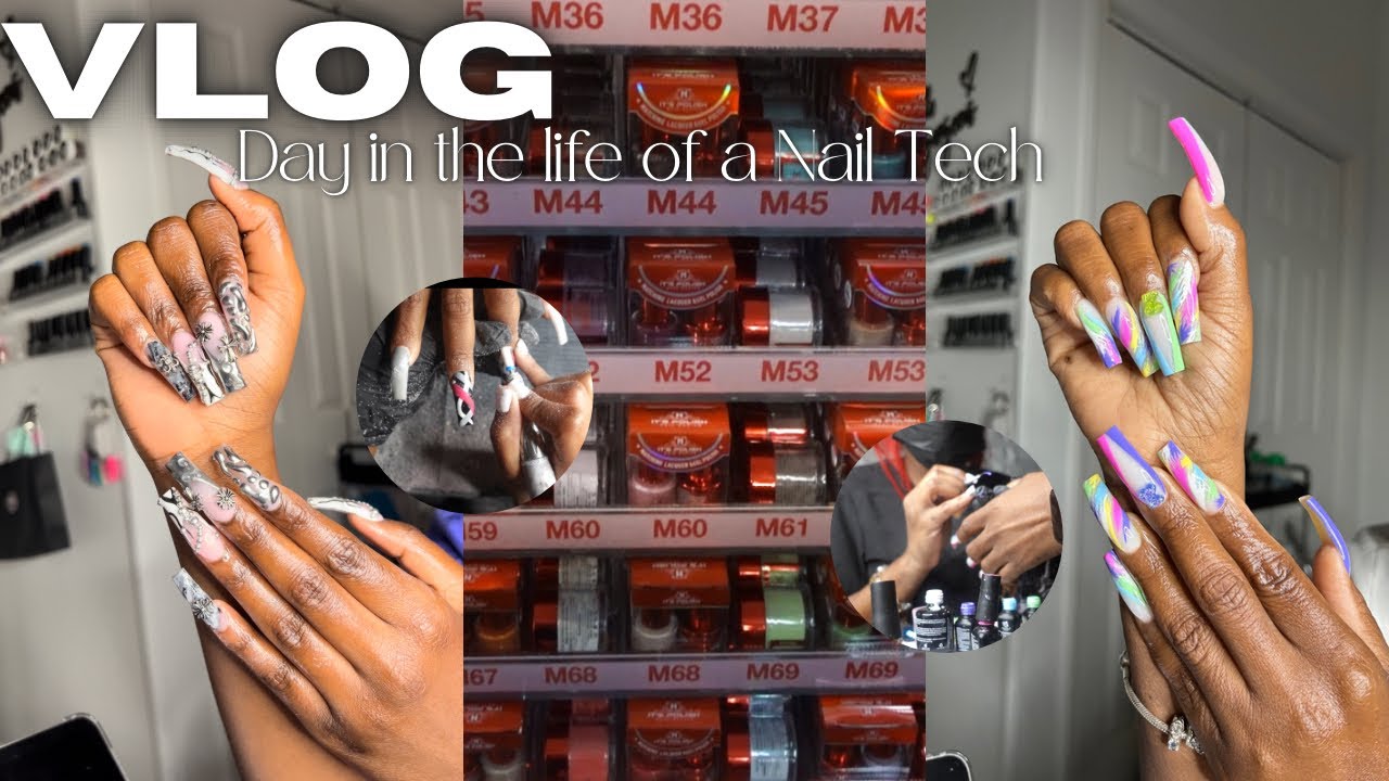 VLOG ᥫ᭡: Day in the life of a nail tech, 3 clients*, nail pick ups ...