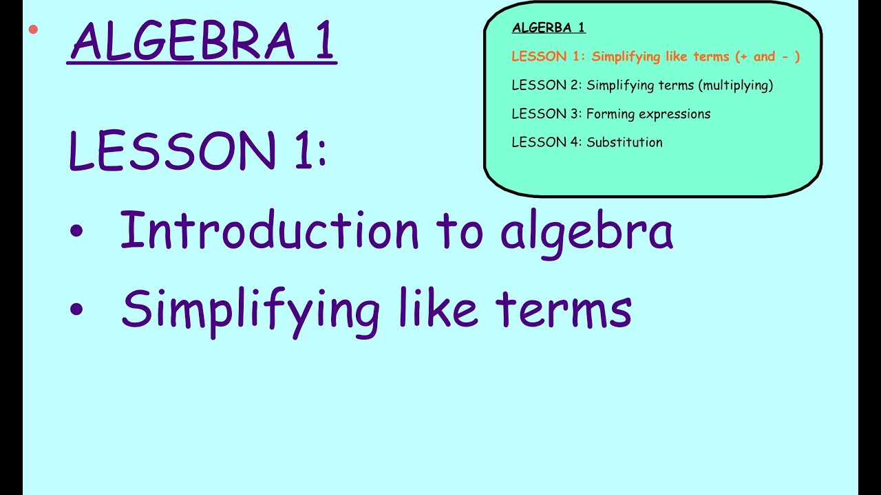ALGEBRA 1: LESSON 1 SIMPLIFYING EXPRESSIONS. S1 S2 S3 S4. National 4 ...
