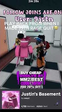 PLAYBACK FROM WHEN I MADE JSTN QUIT ON STREAM 😭(SS proof at the end) @jstnfr #roblox #mm2 - YouTube