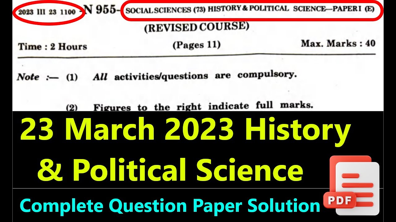 History and Political Science 2023 Complete Question Paper Solution ...