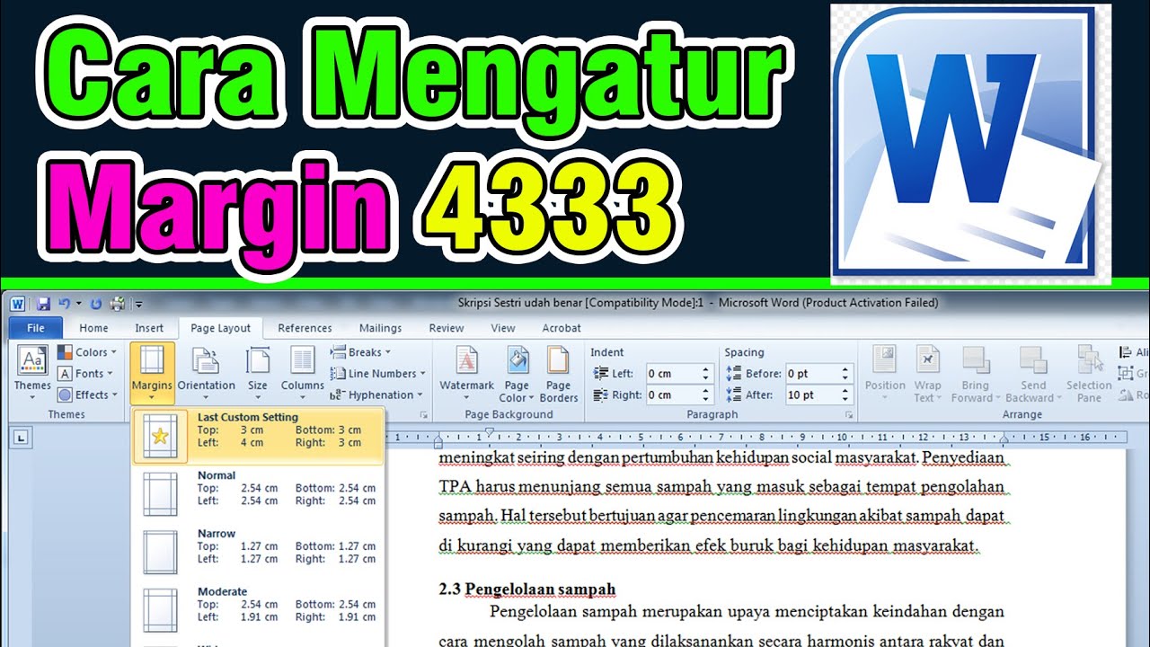 Cara Mengatur Margin 4333 Microsoft Word microsoftword YouTube Cara Mengatur Margin 4333 Microsoft Word microsoftword YouTube