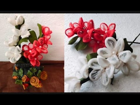 #DIY Easy Flower making for beginners using Organdi cloth/ Flowers for ...