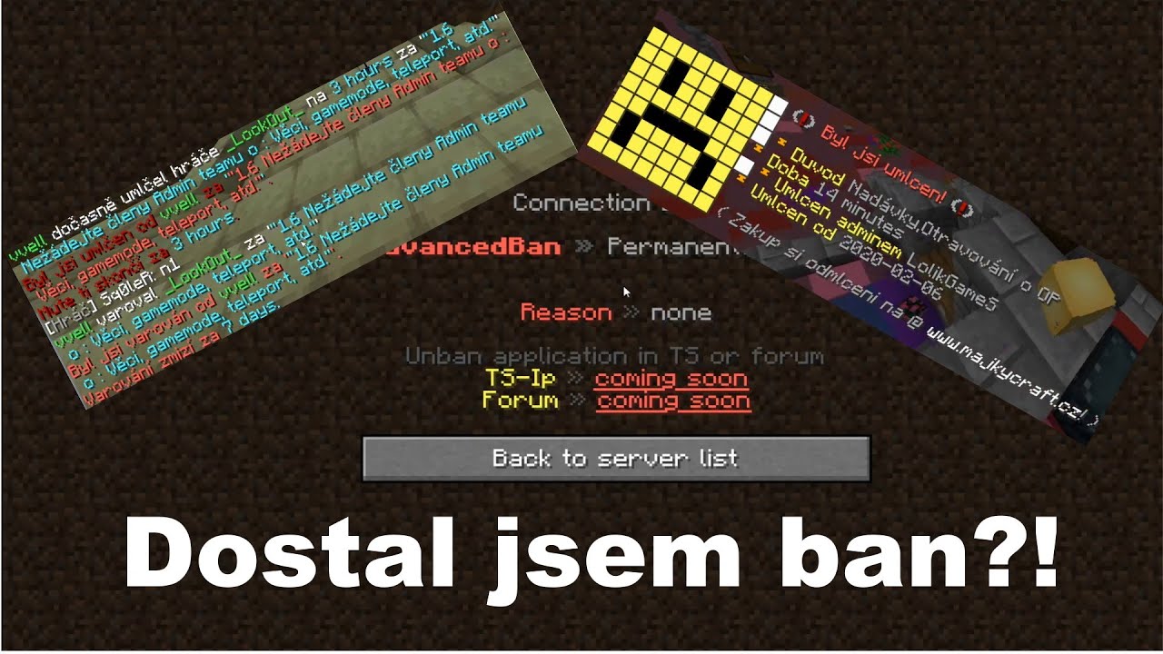 Dostal jsem ban! | Troll minecraft serverů - YouTube