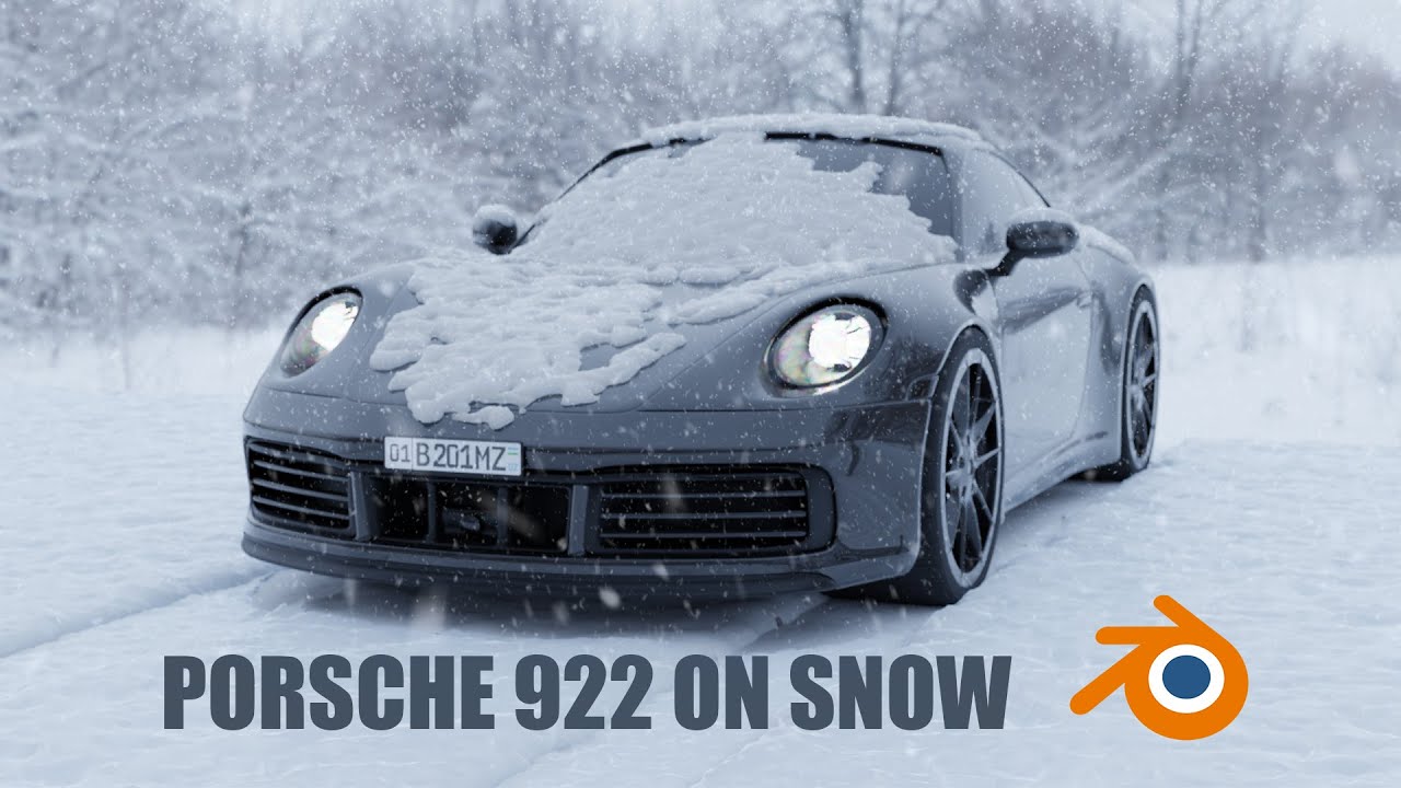 Porsche 992 on Snow Animation In Blender - YouTube