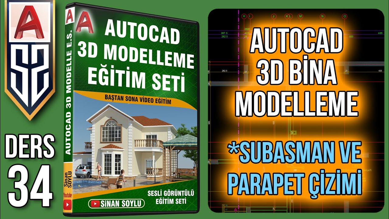 34 AutoCAD 3D Bina Modelleme Dersi - Su Basman ve Parapet Çizimi - YouTube