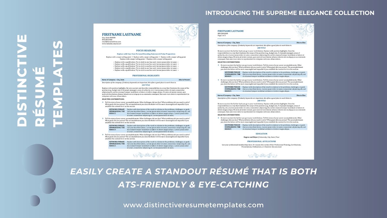 Distinctive Resume Templates Branded Career Documents Help You Stand ...