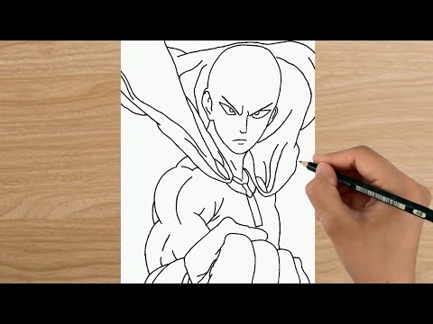how to draw Saitama step by step easily - YouTube