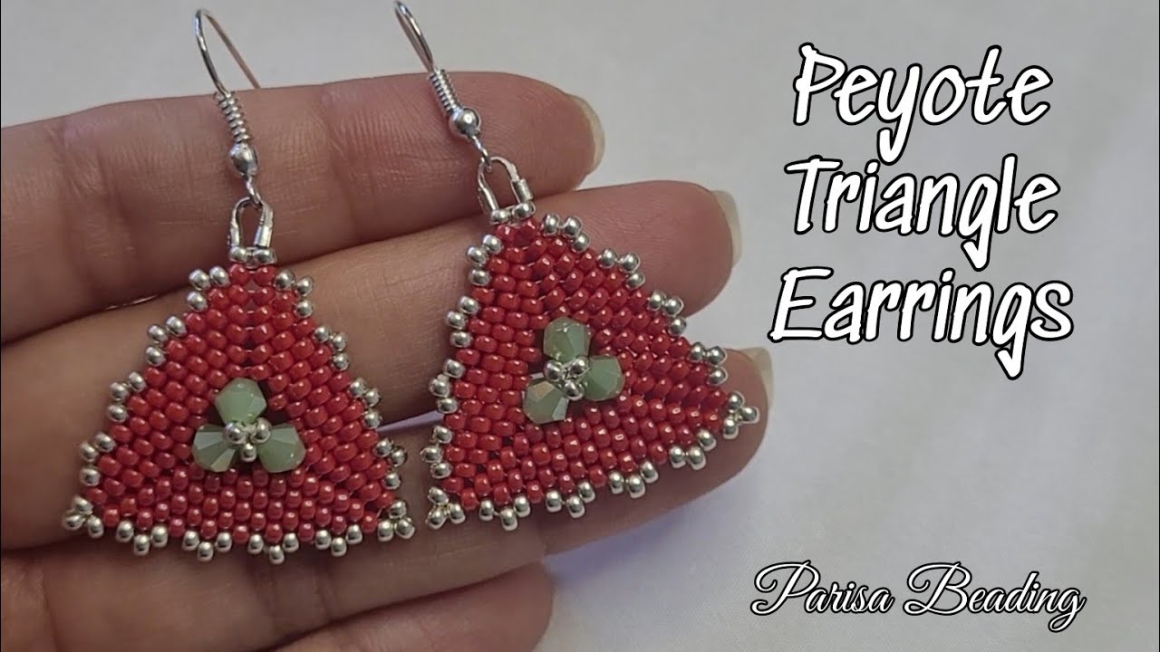 DIY Beaded Triangle Peyote Earrings Tutorial 🌺 - YouTube