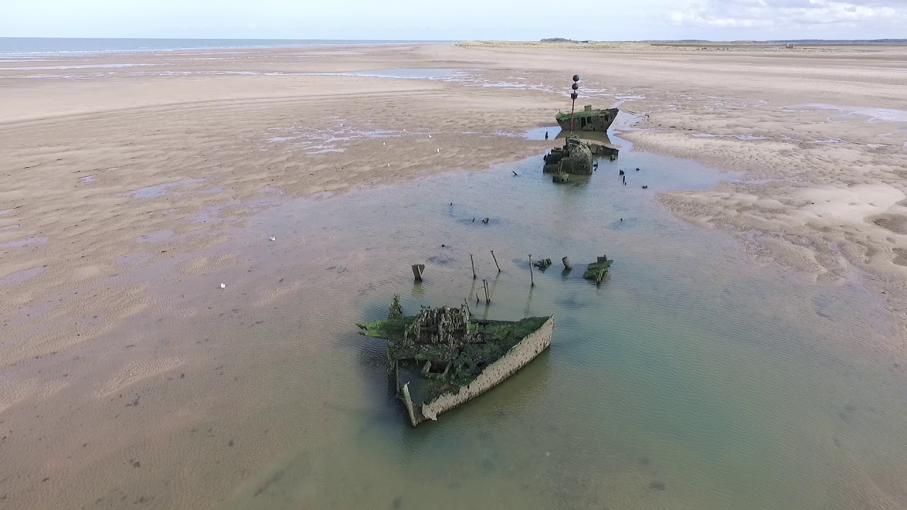 Brancaster ship wreck at low tide - YouTube