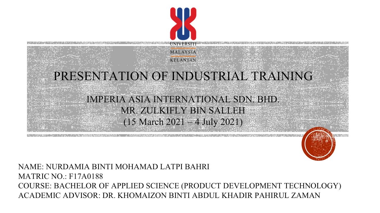 Presentation of Industrial Training Program - YouTube