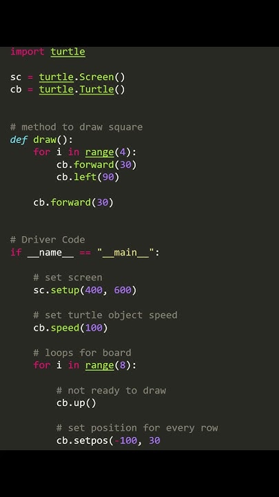 Step-by-Step Tutorial: Drawing Chess-Board using Python's Turtle Like a Pro! - YouTube