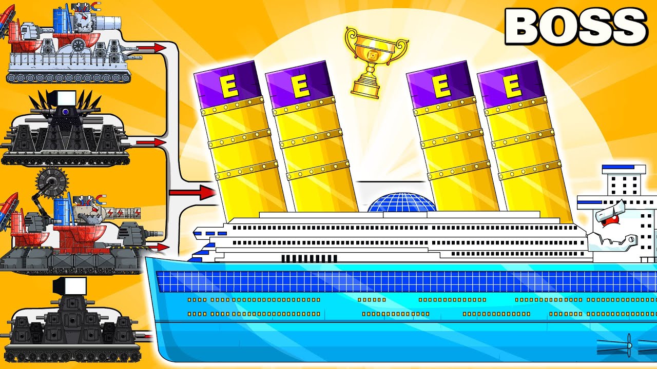MEGA BOSS: ETNINTANIC SINKING vs MEGA TANK - Cartoons about tank/Nina ...
