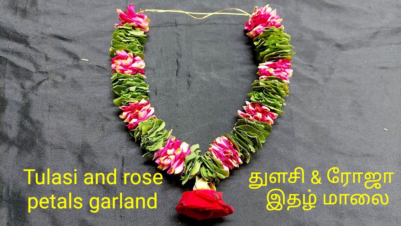 Tulasi and Rose petals garland in tamil | very easy malai @ cooking and ...