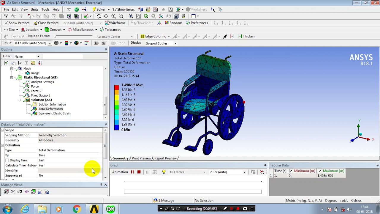 WHEEL CHAIR STATIC STRUCTURAL ANALYSIS | ANSYS 18.1 - YouTube