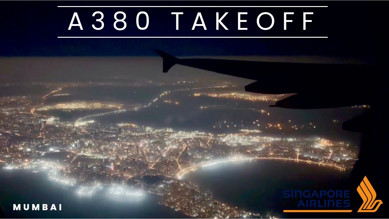 Stunning Night Takeoff on Singapore Airlines Airbus A380 Upper Deck ...