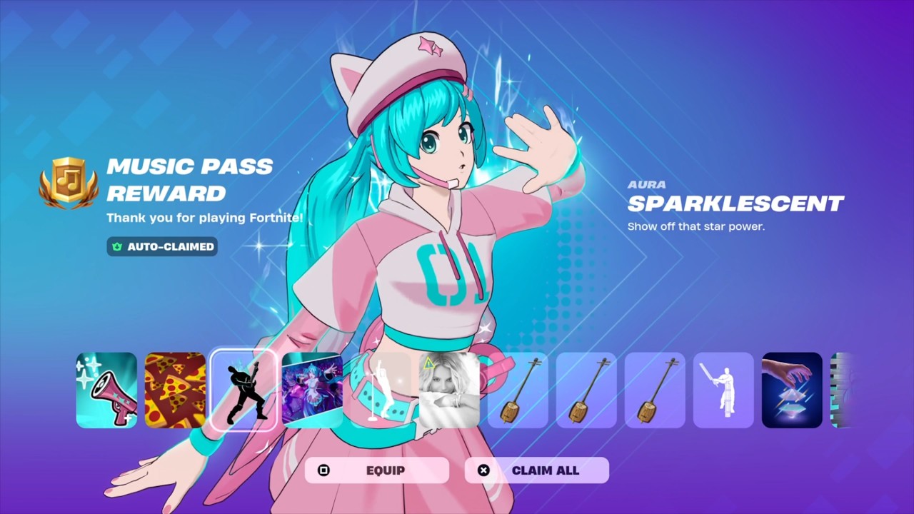 UNLOCKING ALL TIERS IN THE FORTNITE X HATSUNE MIKU MUSIC PASS ...