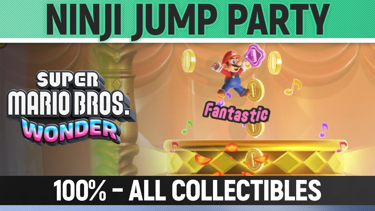 Super Mario Bros. Wonder - Ninji Jump Party - 100% All Wonder Seeds ...