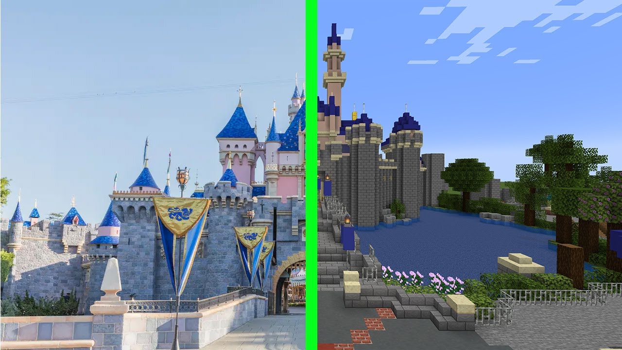 Disney Land In Minecraft! Building Disney Land Castle In Minecraft ...