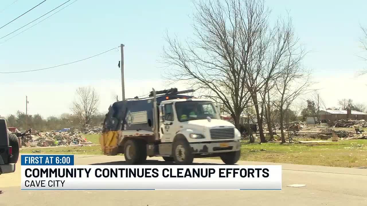 Fire station destroyed by tornado, debris removal continues - YouTube