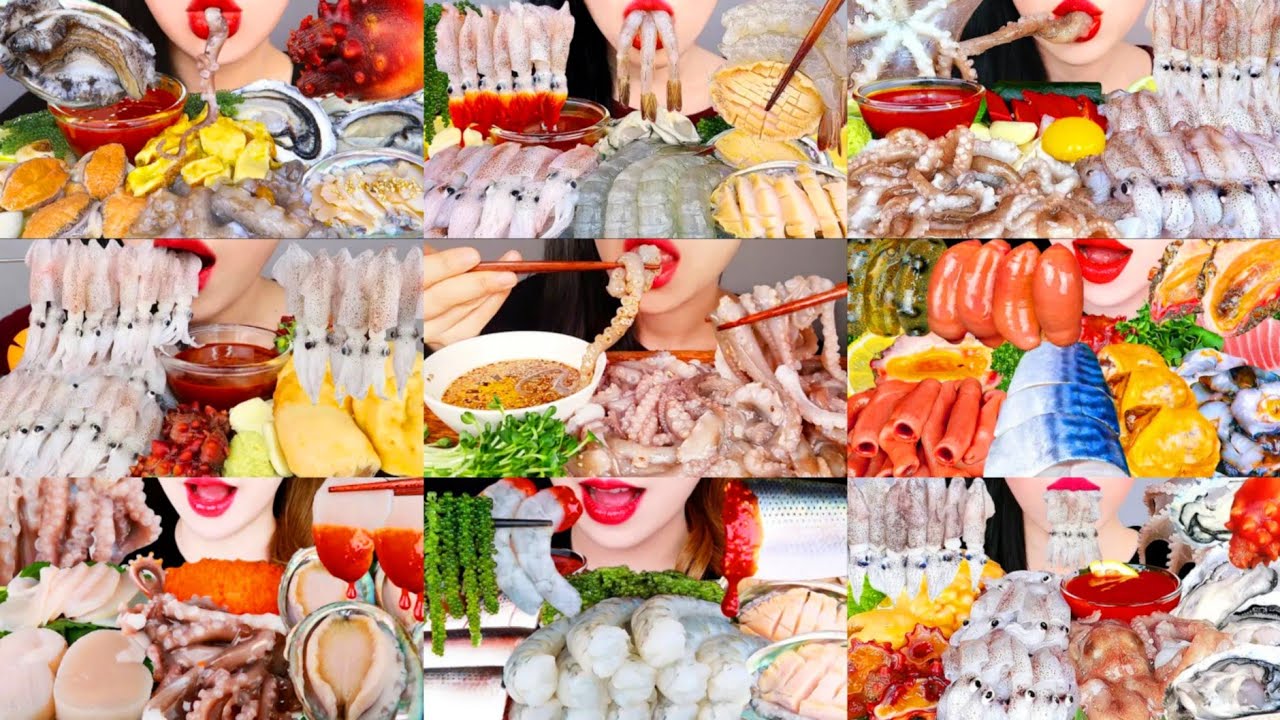 MOUTH WATERING ASSORTED RAW SEAFOOD MUKBANG COMPILATION * FRESH SEAFOOD ...