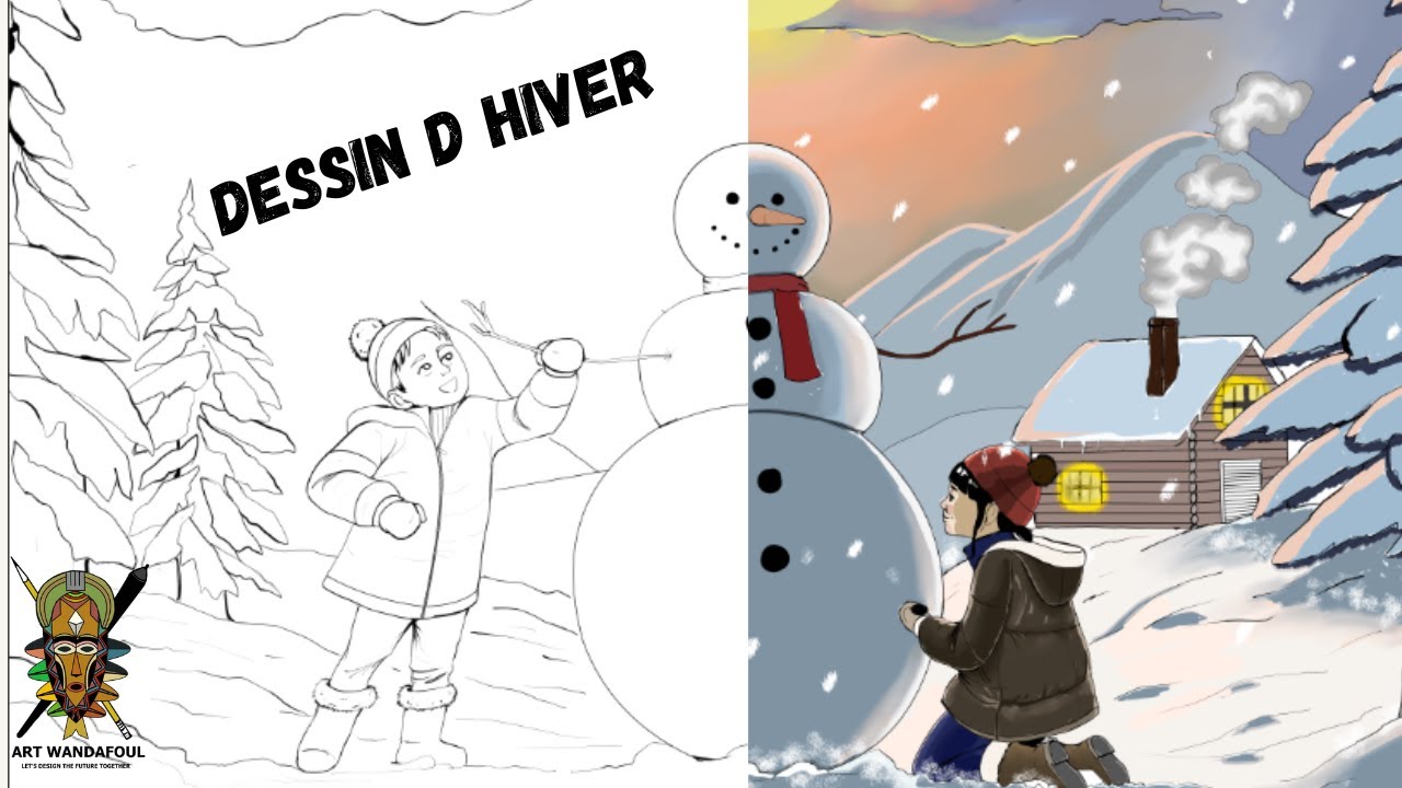 IMAGINONS ET DESSINONS PAYSAGE D'HIVER - YouTube