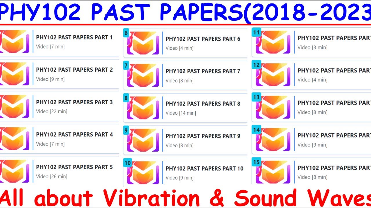 PHY102 EXAM PAST PAPERS FULL-VIBRATION & SOUND WAVES - YouTube