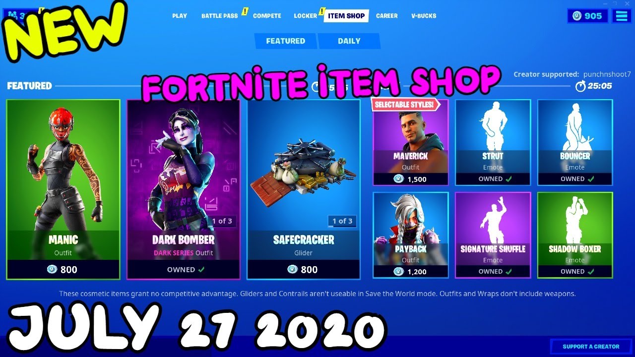 Fortnite Item Shop Today (July 27 2020) - YouTube
