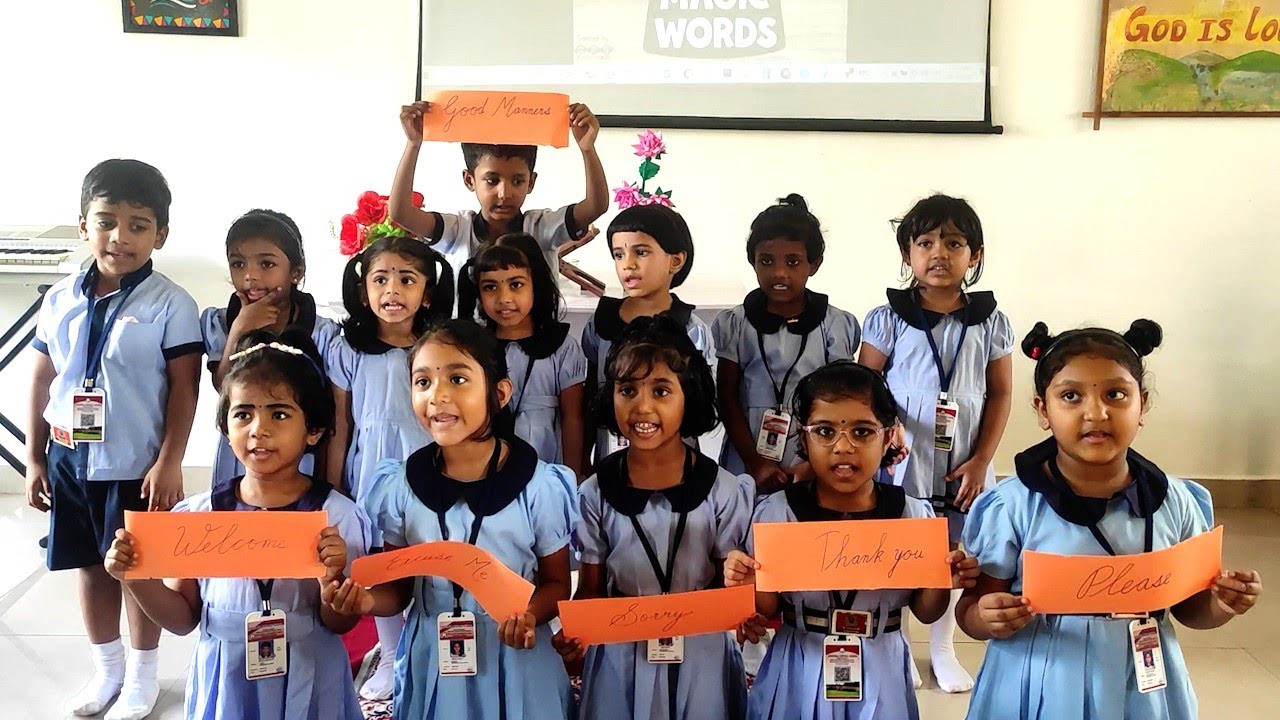 Kindergarten students are presenting a Rhyme on ' Good Manners' - YouTube