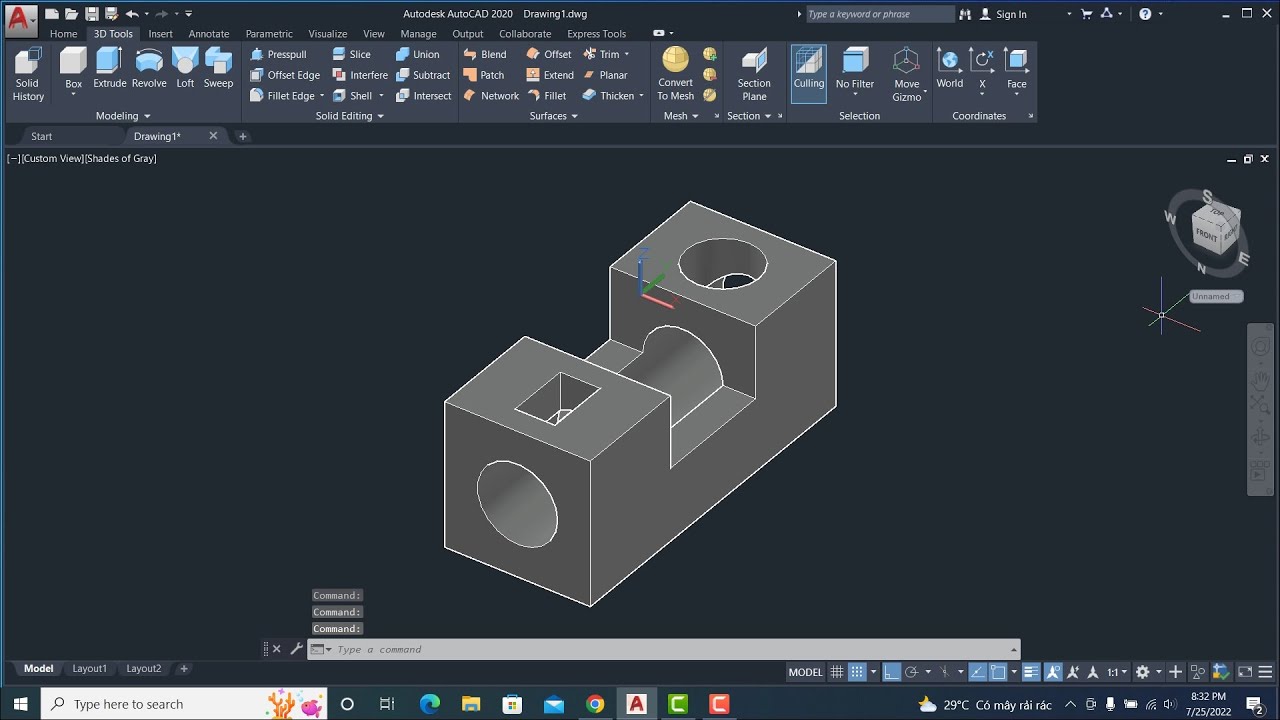Auto CAD 3D: exercise 1 - YouTube