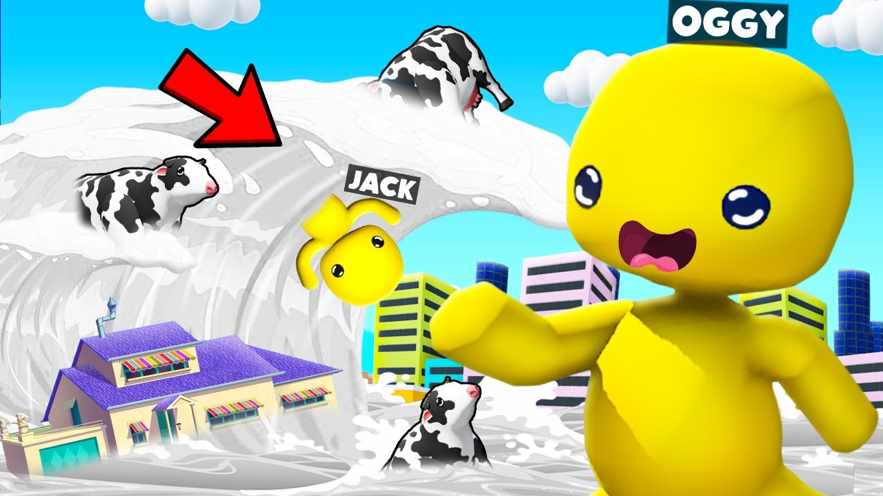 Oggy Escaping Milk Tsunami With Jack In Wobbly Life - YouTube