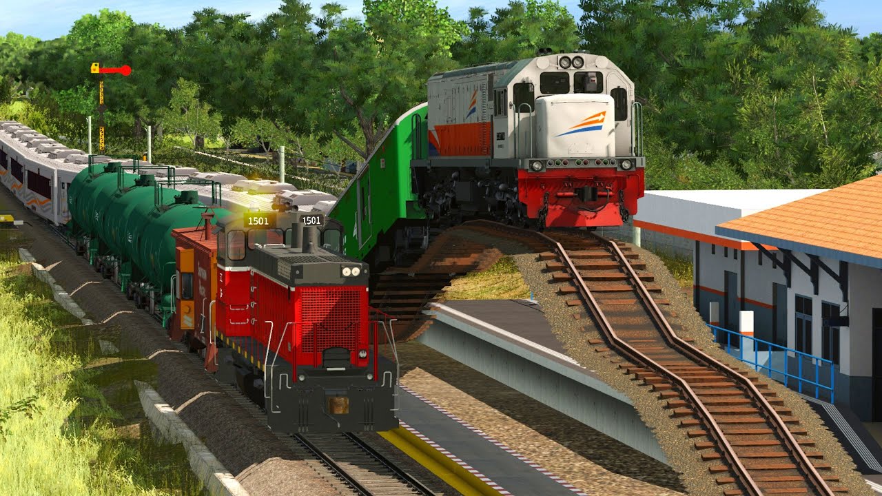 Train Crossing Over The Stair Rails | Kereta Melintasi Rel Tangga - YouTube