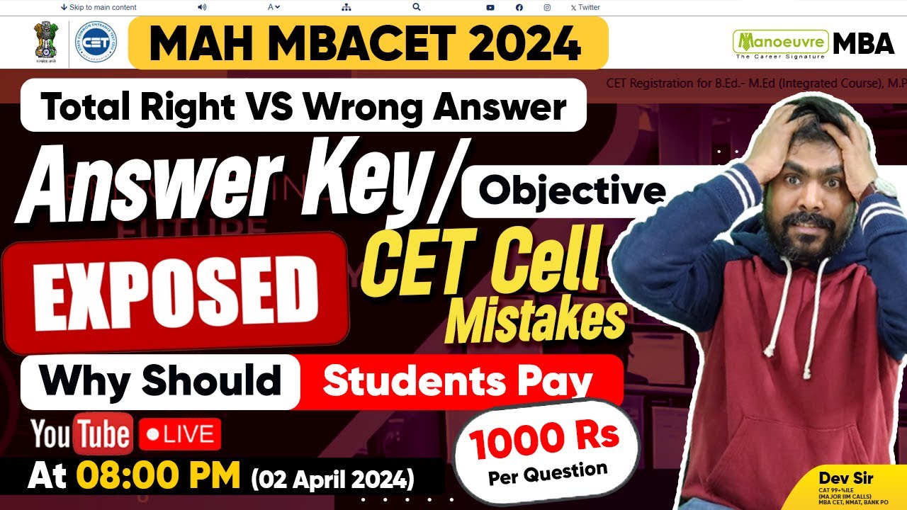 MAH MBA CET 2024 - Answer Key/Objective | CET CELL Mistakes | Exposed ...