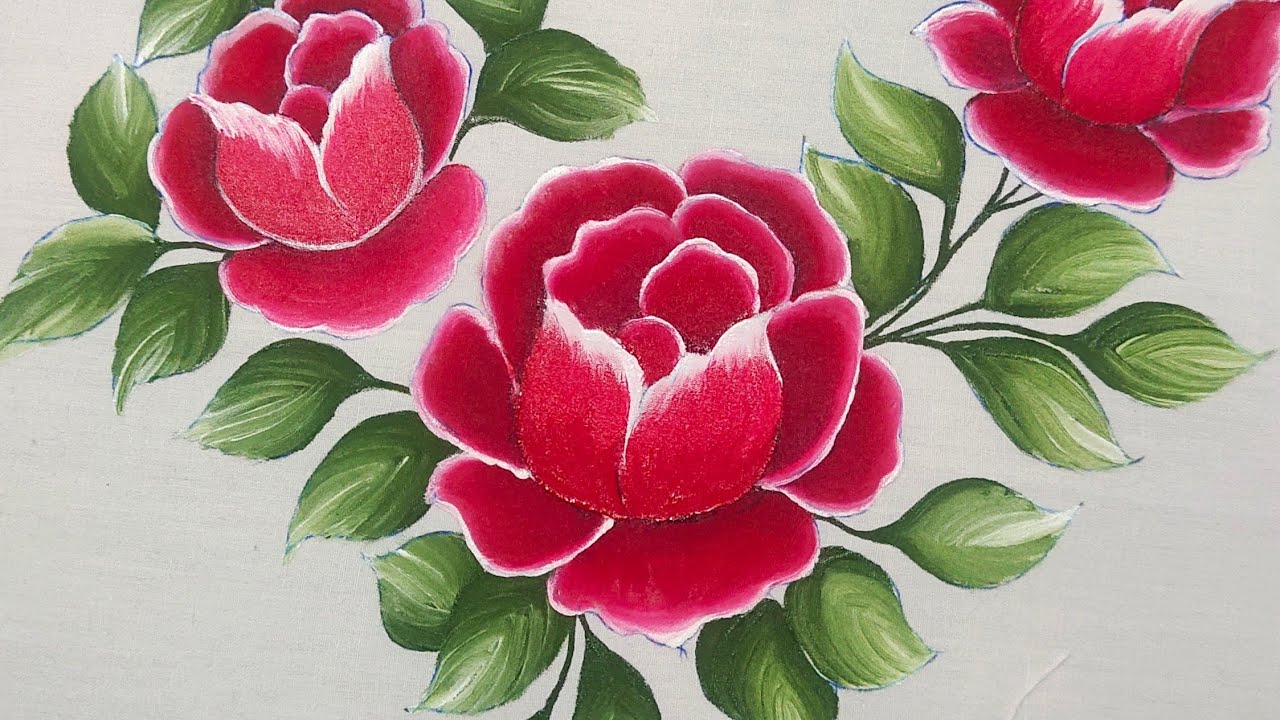 Easy 😄 and beautiful ️ leaves 🌿 and flower painting video step by step ...