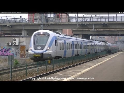 SL X60 commuter trains at Flemingsberg, Stockholm - YouTube