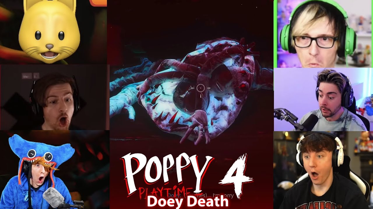 YouTubers Reaction On Poppy Playtime Chapter 4 Doey Death - YouTube