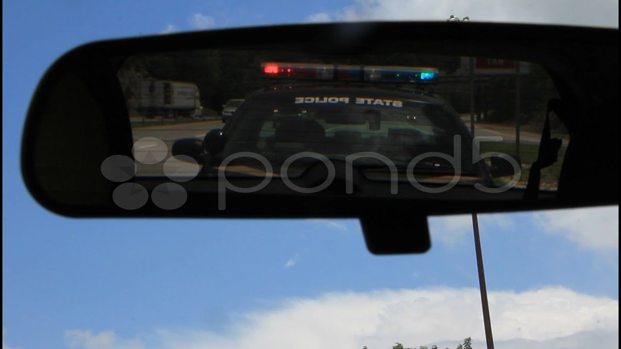 Police Cruiser In Rearview Mirror (Hd). Stock Footage - YouTube
