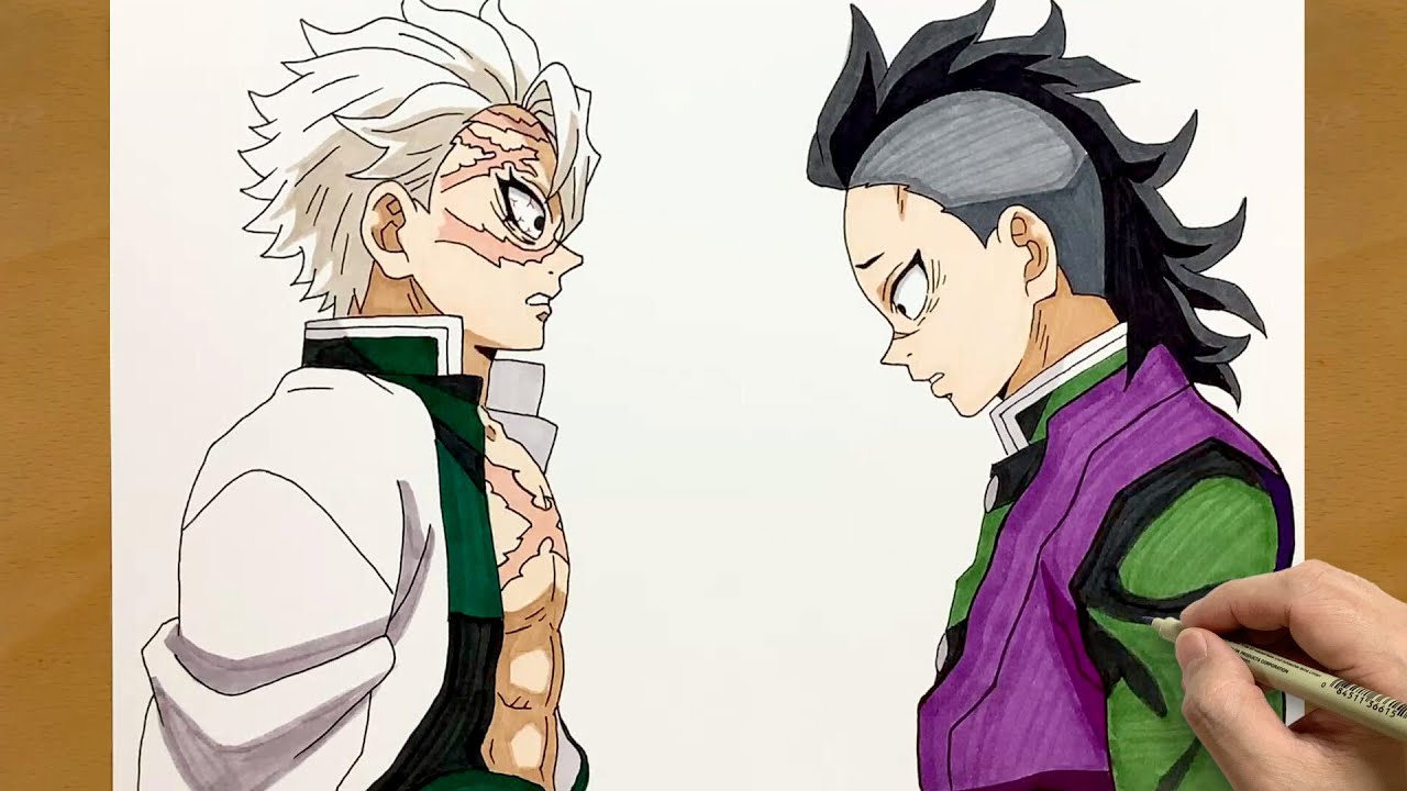 How to Draw Sanemi and Genya from Demon Slayer | Step-by-Step Anime Art ...