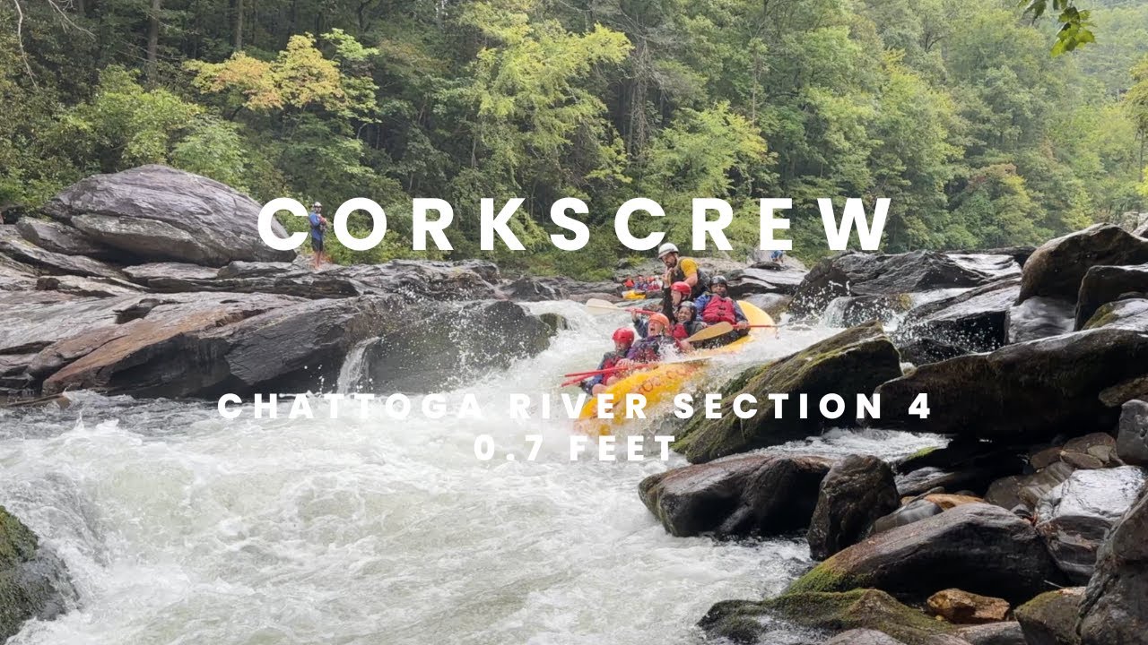 Rafting Corkscrew Rapid on the Chattooga River at 0.7 Feet - YouTube