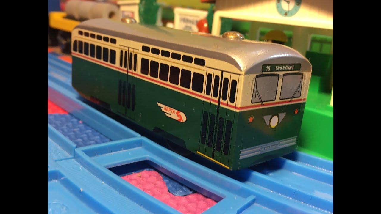 SEPTA Girard Avenue PCC II Trolley Wooden Toy Train in motion (000012 ...