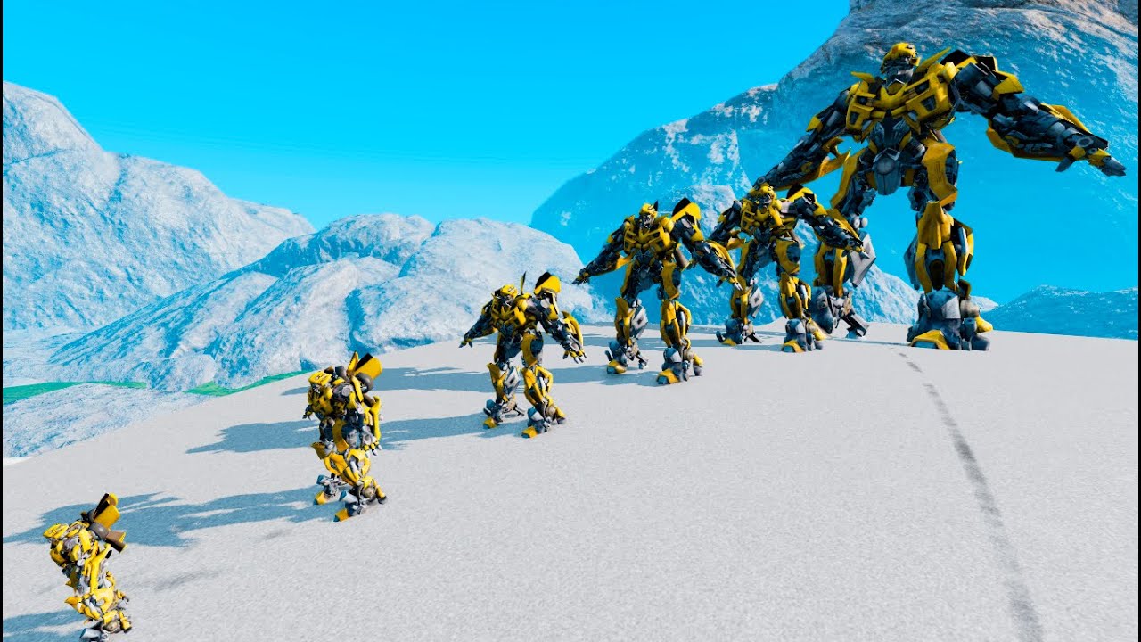 Big & Small Transformer Bumblebee Monster jam trucks Decent jump fly ...